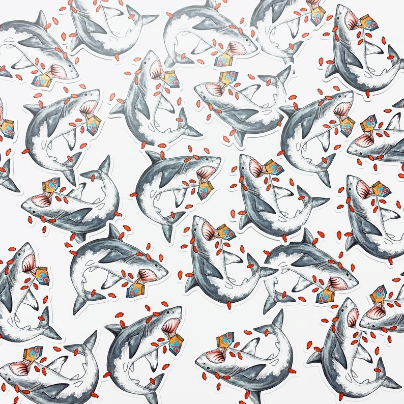 Shark + Swedish Fish - Snack Attack - Vinyl Decal - Sticker - Etsy