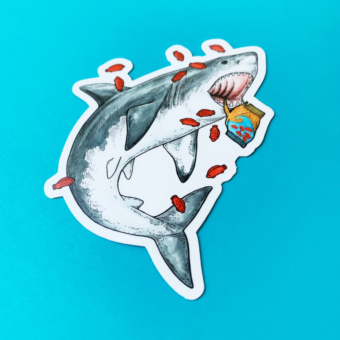 Shark Swedish Fish Snack Attack Vinyl Decal Sticker | Etsy