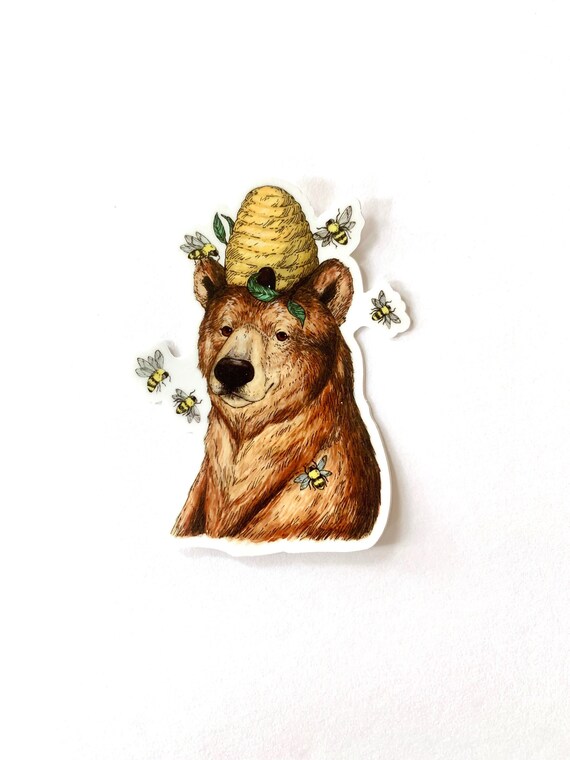 Bear Beehive Honey Vinyl Decal Sticker | Etsy