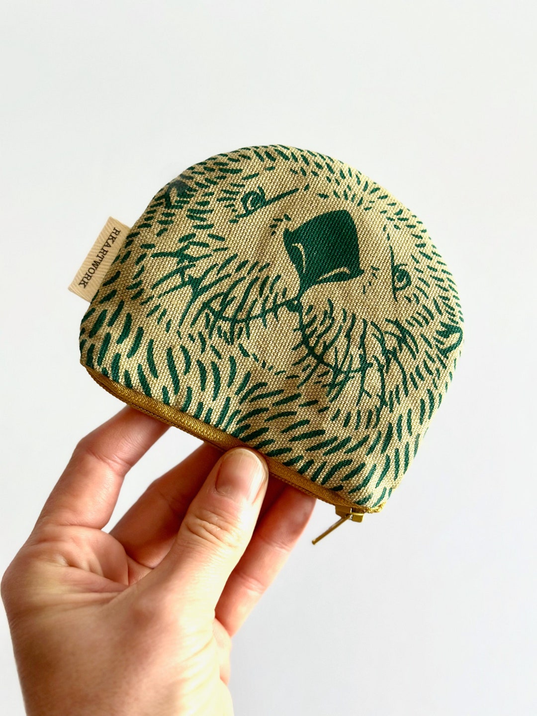 Otter - Dark Green + Tan - Handmade Pouch With Original Fabric - Etsy