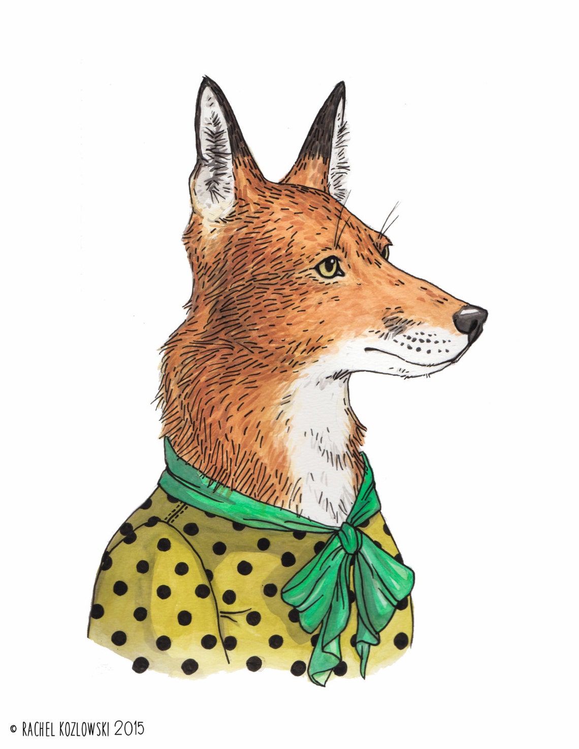 Mrs. Fox Illustration - Archival Print - Etsy