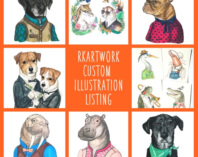 Custom Mixed Media Pet Portrait or Animal Illustration - Etsy