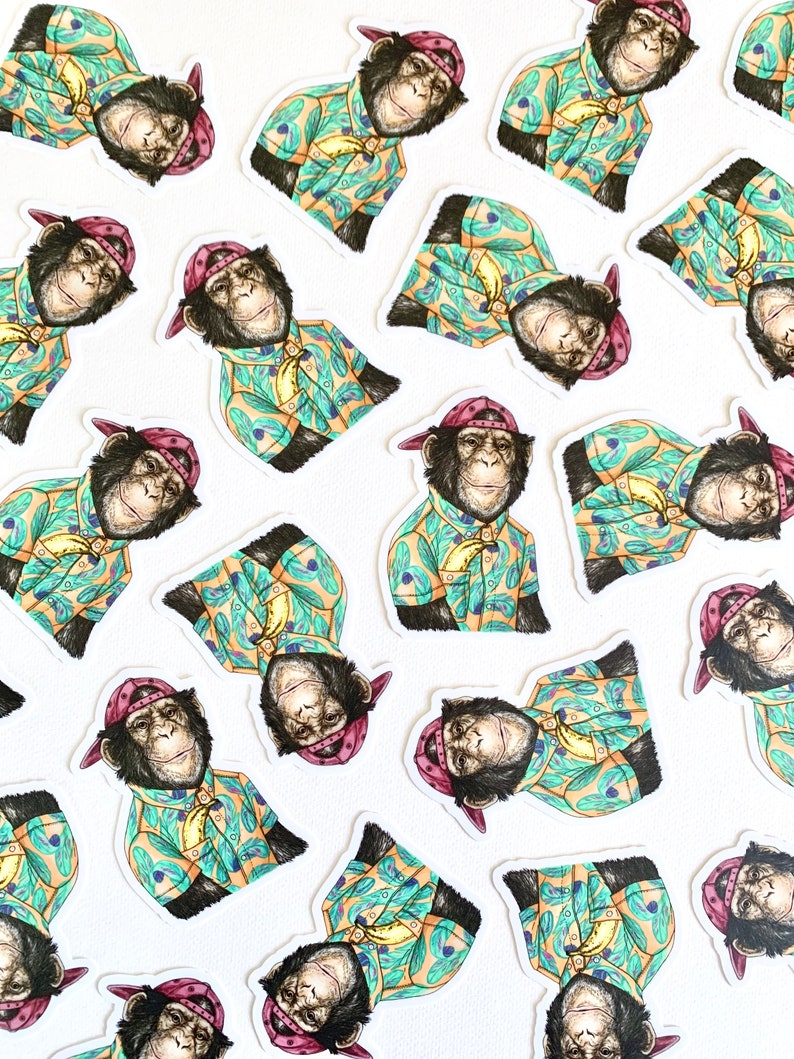 Chimp Chimpanzee Vinyl Decal Sticker | Etsy