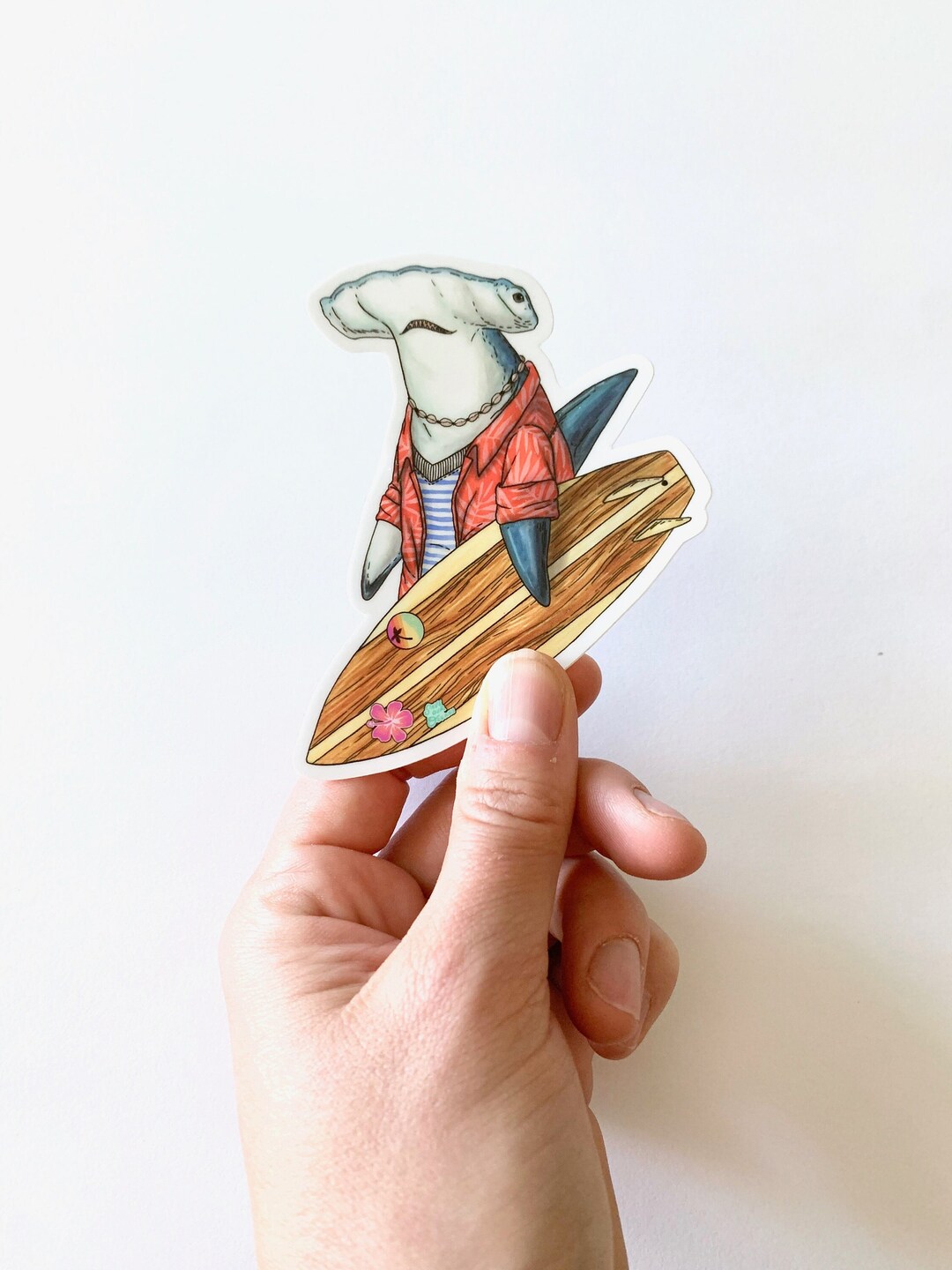 Hammerhead Shark Surfer Vinyl Decal Sticker - Etsy