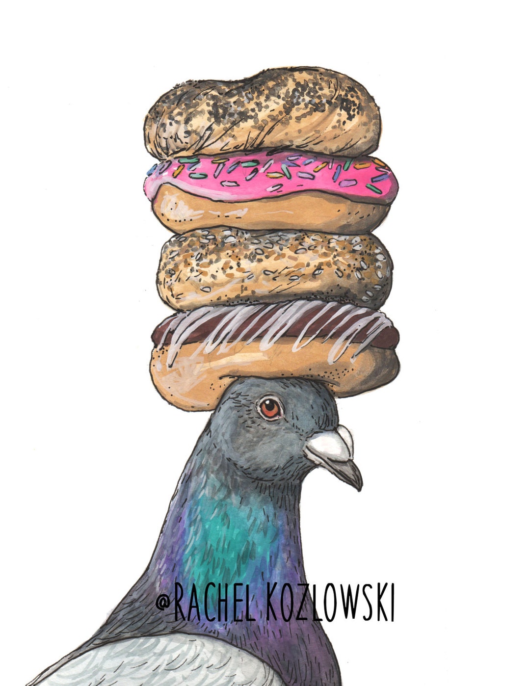 Pigeon Donuts Bagels snack Attack Archival - Etsy