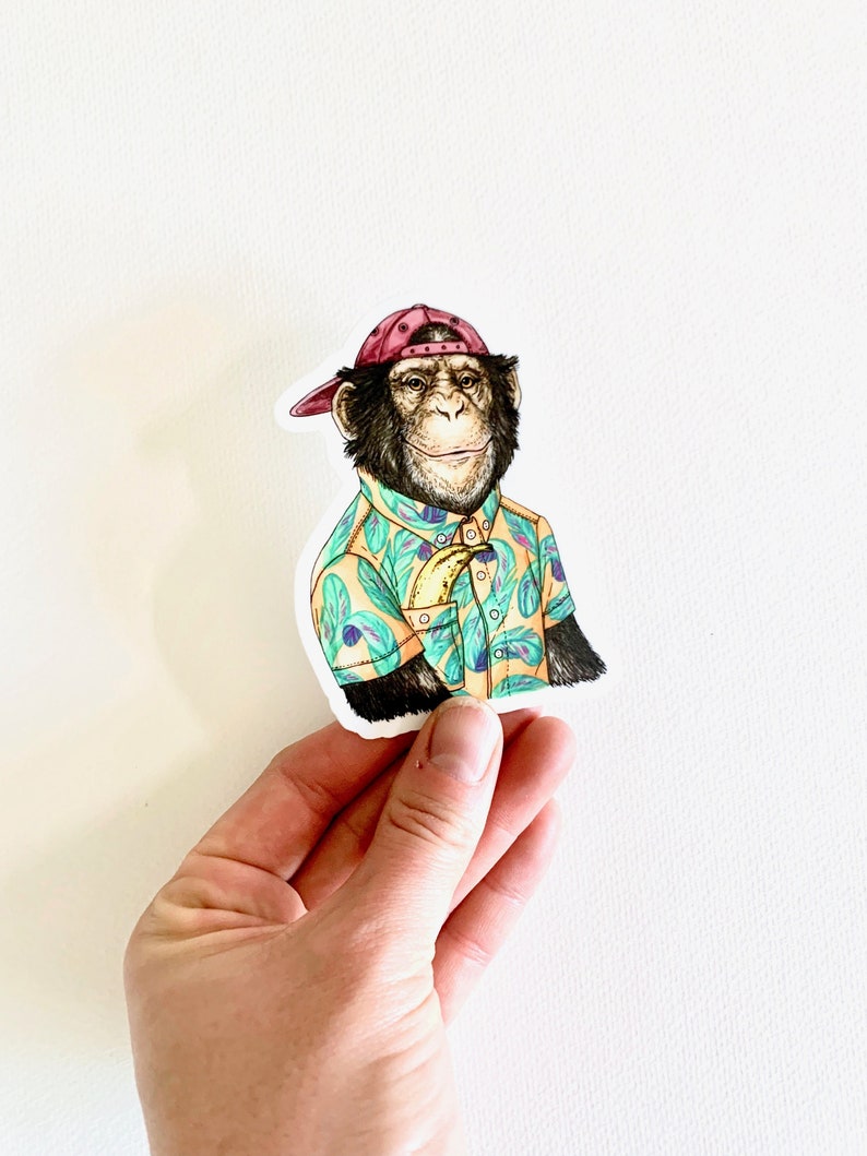 Chimp Chimpanzee Vinyl Decal Sticker | Etsy