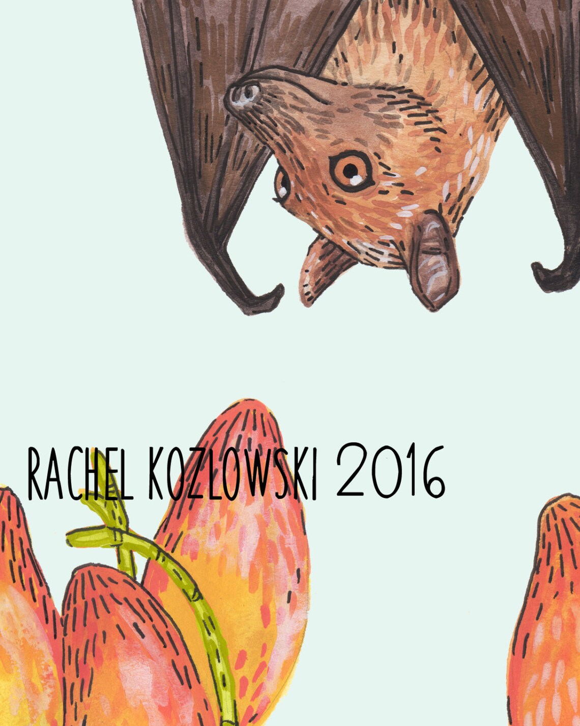 Fruit Bat + Mangoes - Archival Print - Etsy