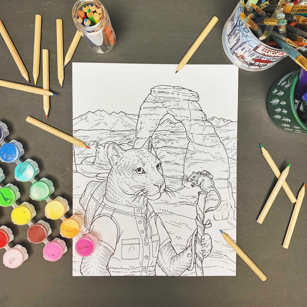 Arches National Park - Mountain Lion - Coloring Book Page - Printable ...
