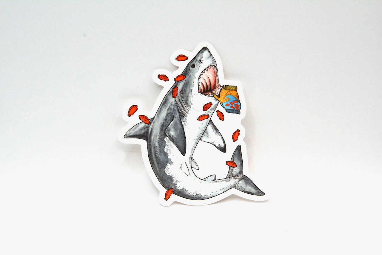 Shark + Swedish Fish - Snack Attack - Vinyl Decal - Sticker - Etsy
