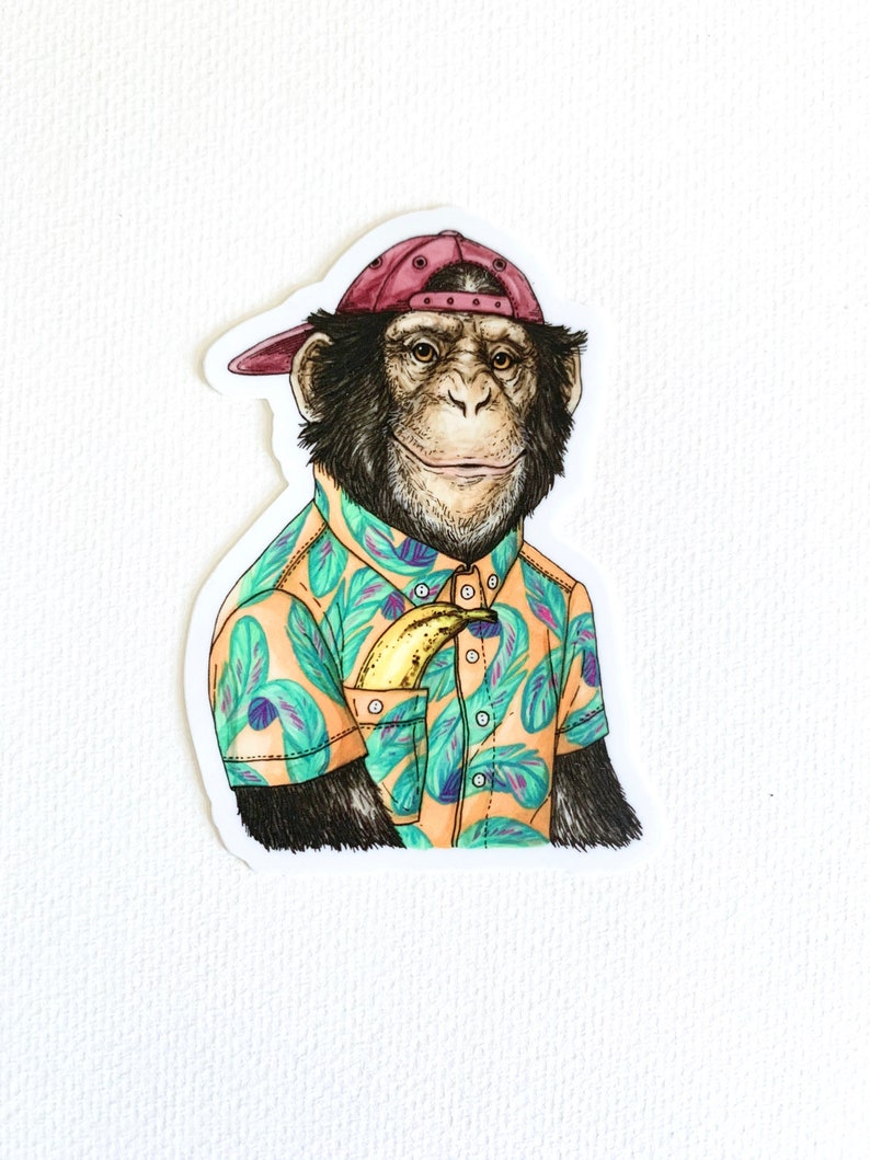Chimp Chimpanzee Vinyl Decal Sticker | Etsy