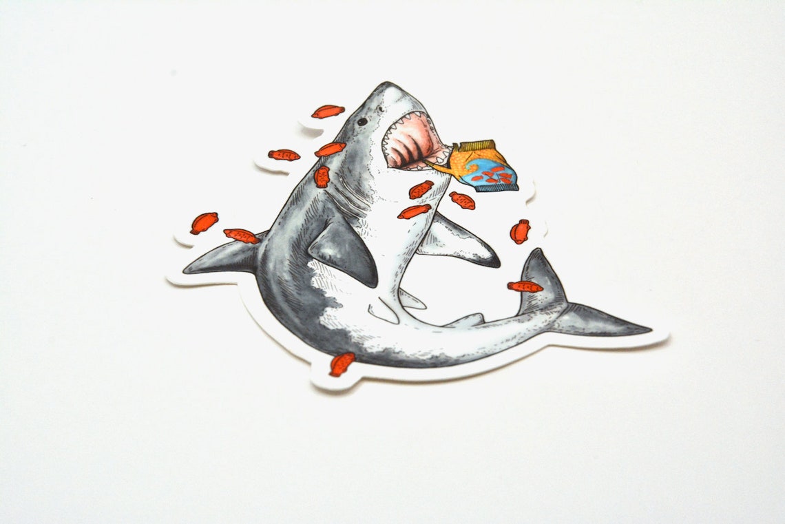 Shark + Swedish Fish - Snack Attack - Vinyl Decal - Sticker - Etsy