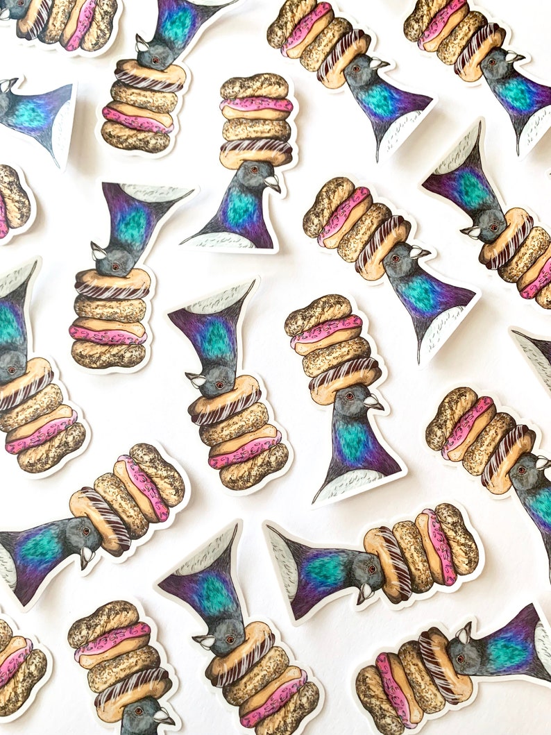 Pigeon - Donuts - Snack Attack - Vinyl Decal - Sticker - Etsy