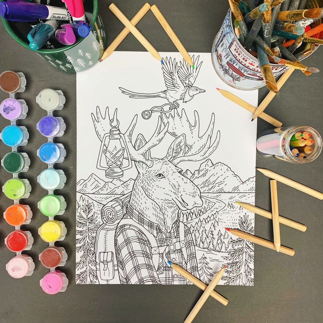 Grand Teton National Park - Moose - Coloring Book Page - Printable ...