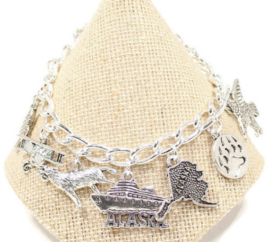 Alaska Bracelet Alaska Gift alaska Jewelry Alaska State Map Polar Bear ...