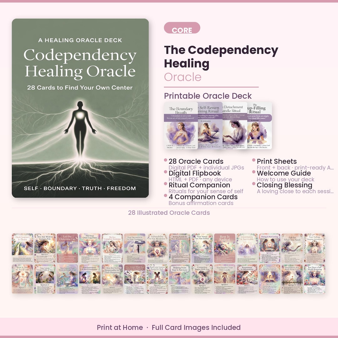 Codependency Healing Oracle — Printable Card Deck | Print at Home | DIY ...