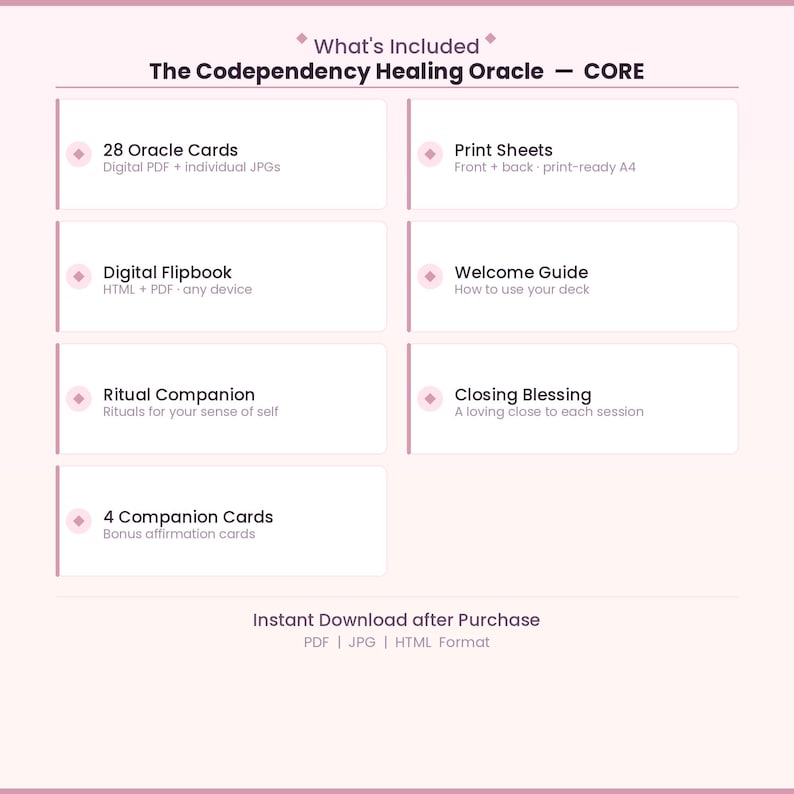 Codependency Healing Oracle — Printable Card Deck | Print at Home | DIY ...