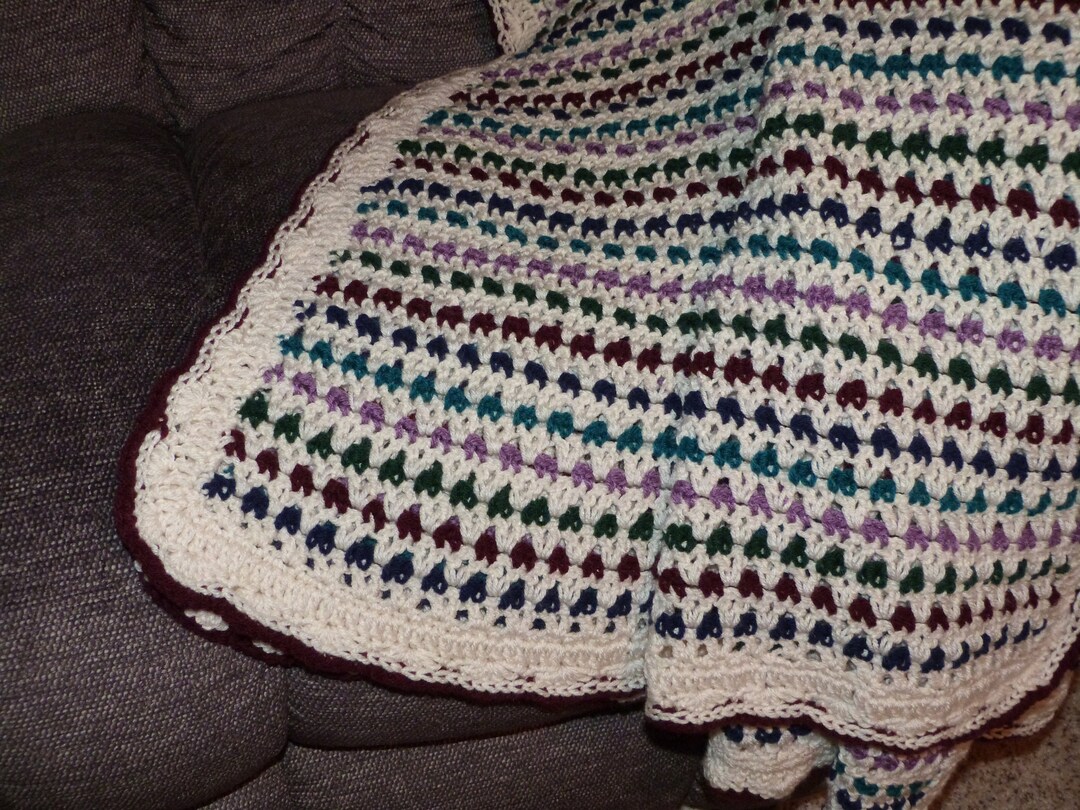 Multi-color Afghan/off-white Afghan/colorful Afghan/colorful - Etsy