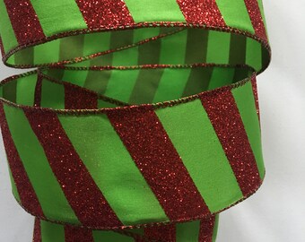 Green and red ribbon | Etsy