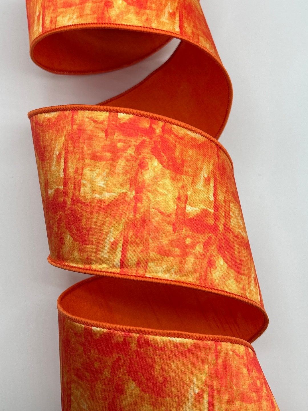 4" Orange Watercolor Ribbon ~ Shades of Orange ~ Wired Edges ~ Orange ...