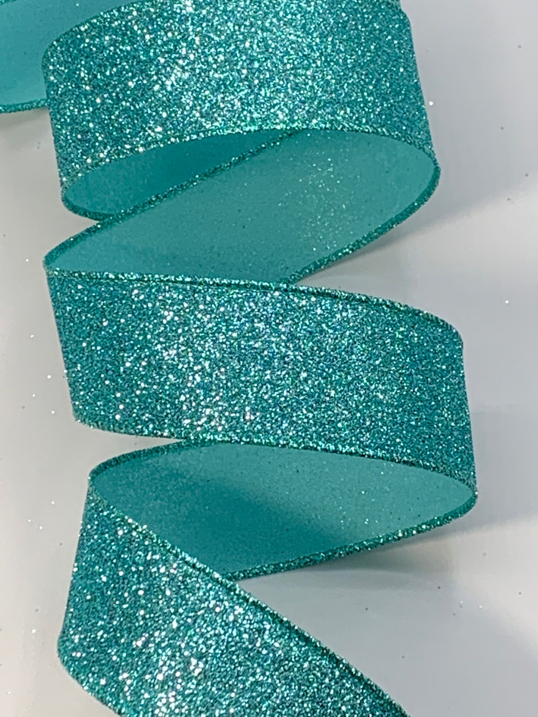 1.5" Dusty Blue Diamond Dust Ribbon ~ Ocean Blue ~ Glitter ~ Farrisilk ...