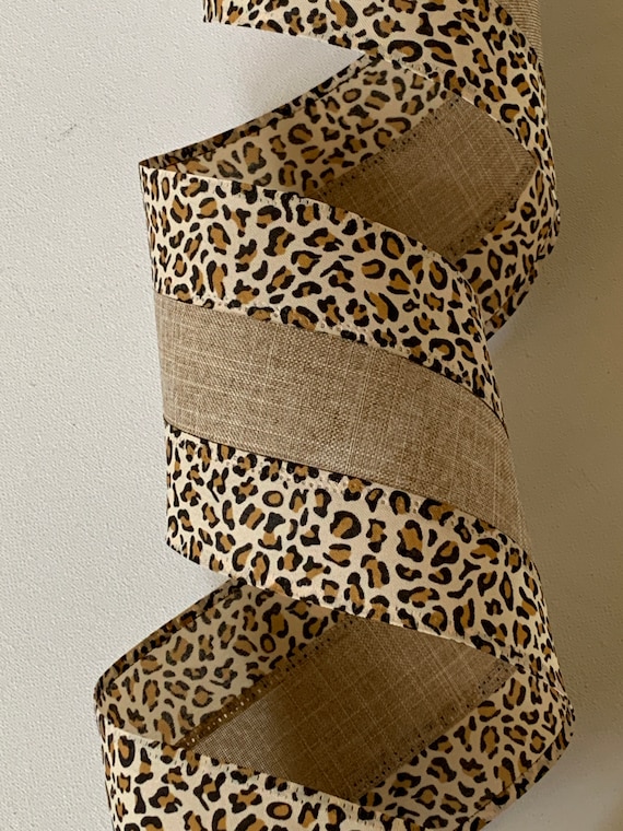 4 Natural Ribbon Center With Leopard Edges Wired - Etsy