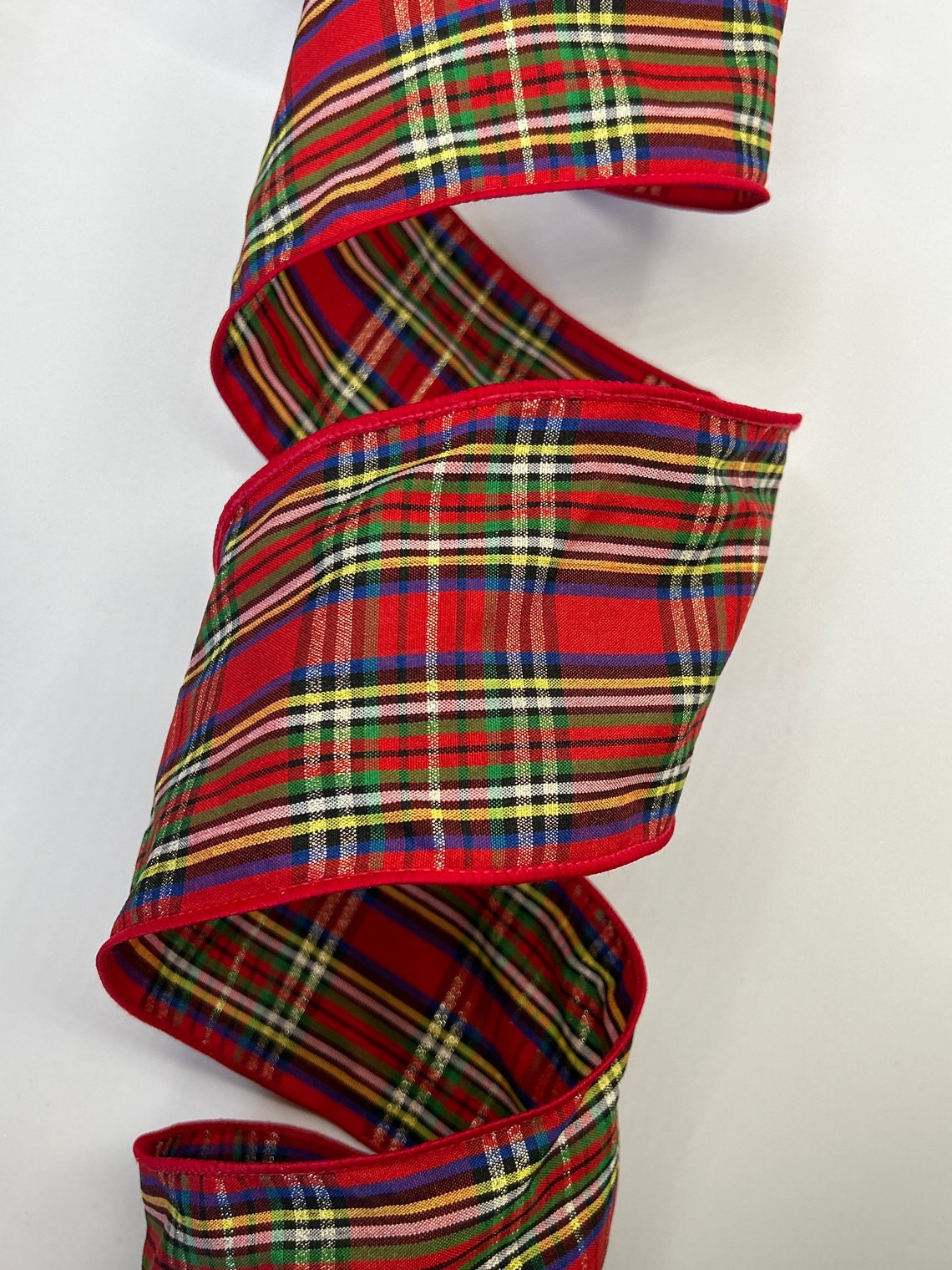 4 Traditional Plaid Ribbon Red Yellow Blue Green White - Etsy