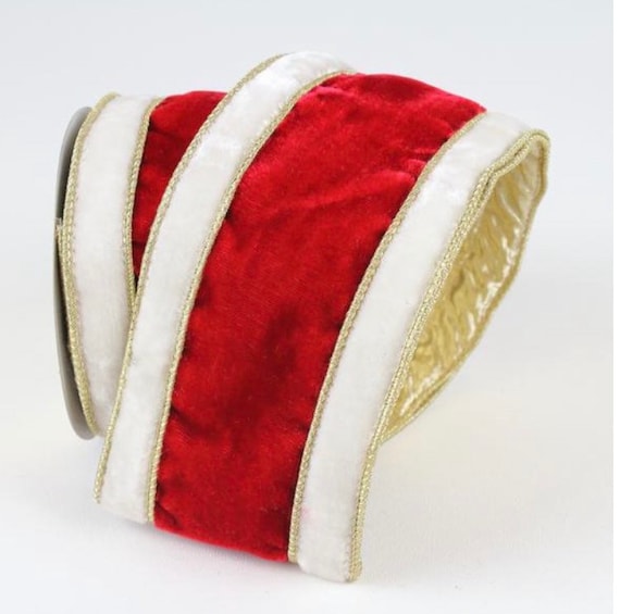 4 Santa's Robe Ribbon Red & White Velvet | Etsy