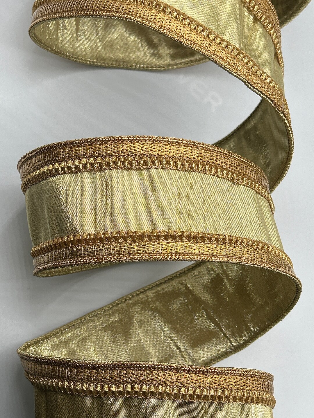 2.5" Metallic Gold Ribbon ~ Gold Borders ~ Lots of Sparkle ~ Wired ...