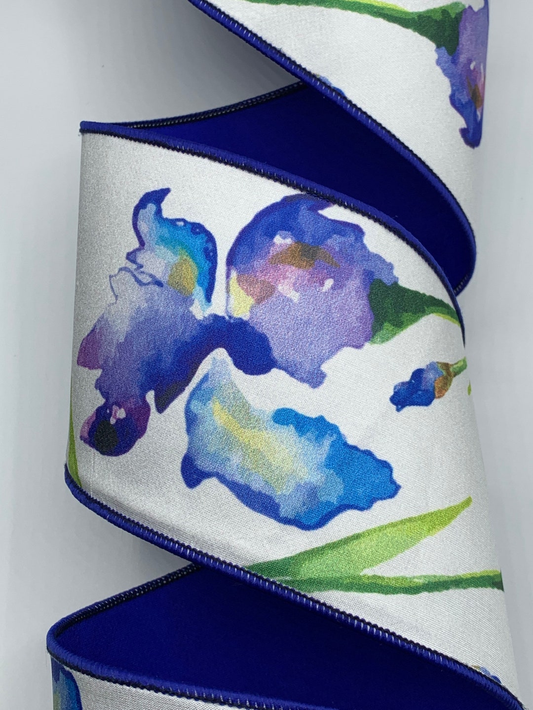 4" Vibrant Irises Ribbon ~ Wired Edges ~ Farrisilk ~ 10 Yard Roll ...