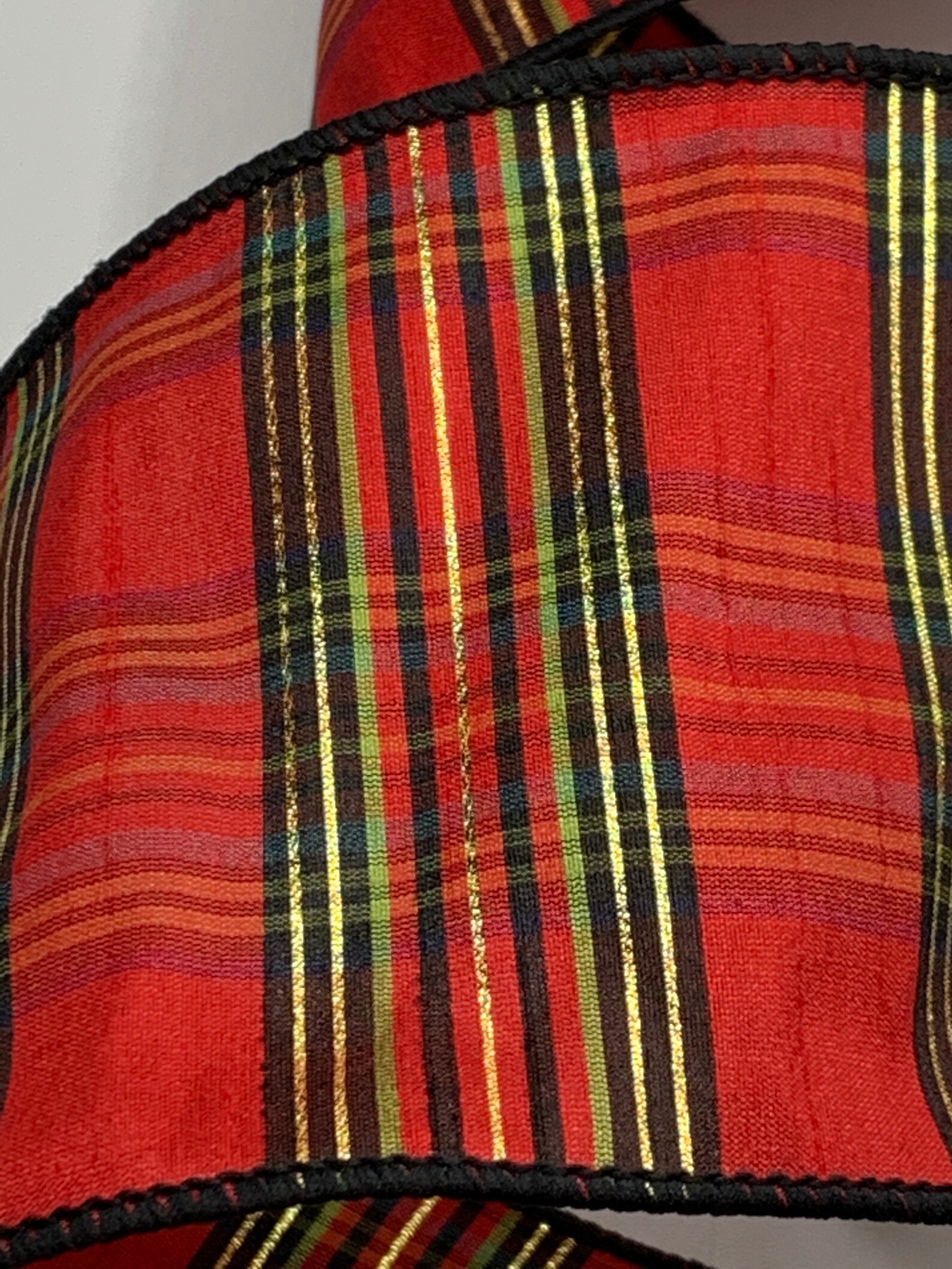 2.5 or 4 Red Plaid Ribbon Metallic Gold - Etsy