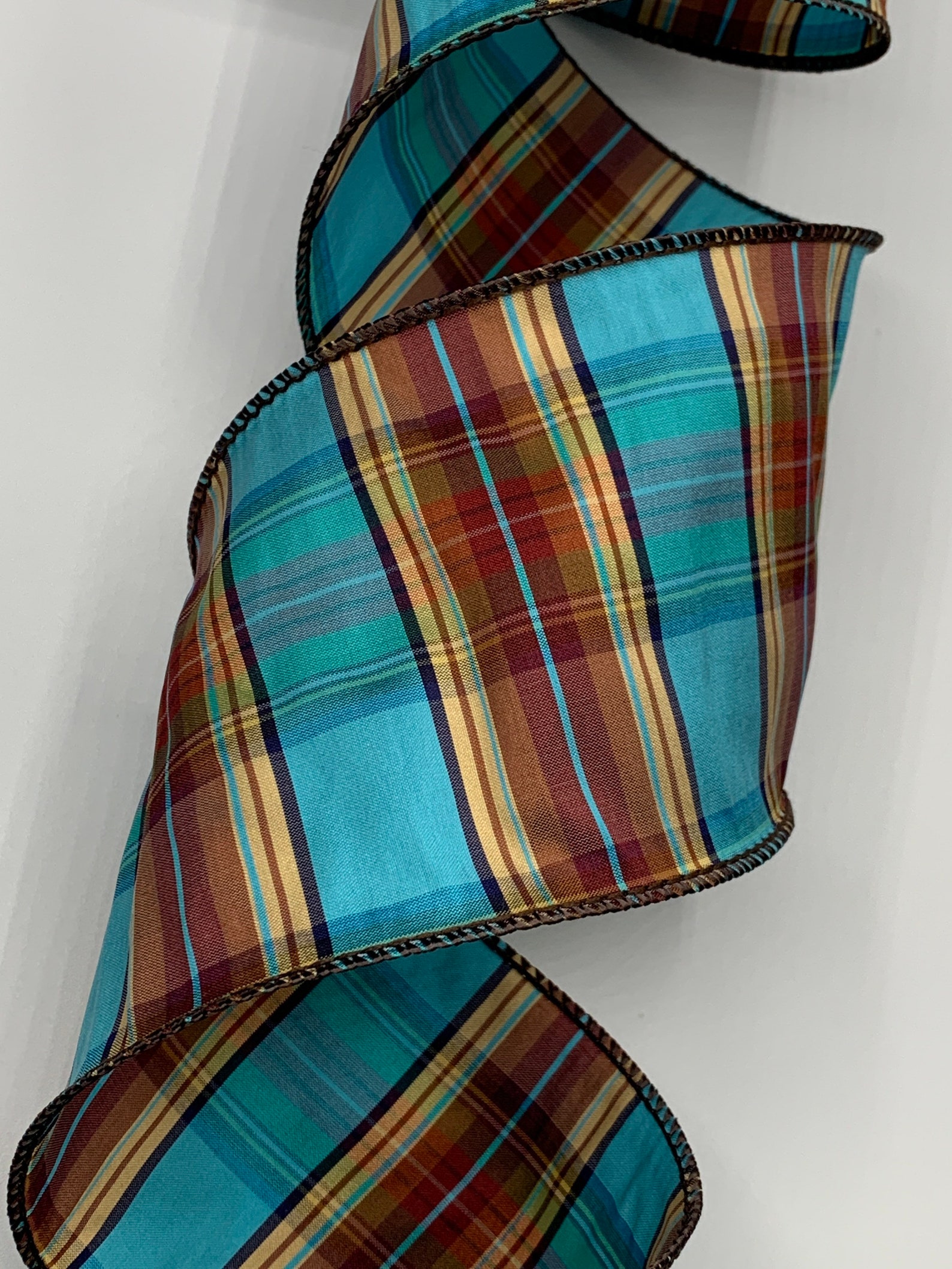 2.5 or 4 Turquoise Plaid Dupioni Ribbon Faux - Etsy