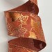 2.5" Rust Linen Ribbon ~ Raised Metallic Copper Leaves ~ Wired Edges ...