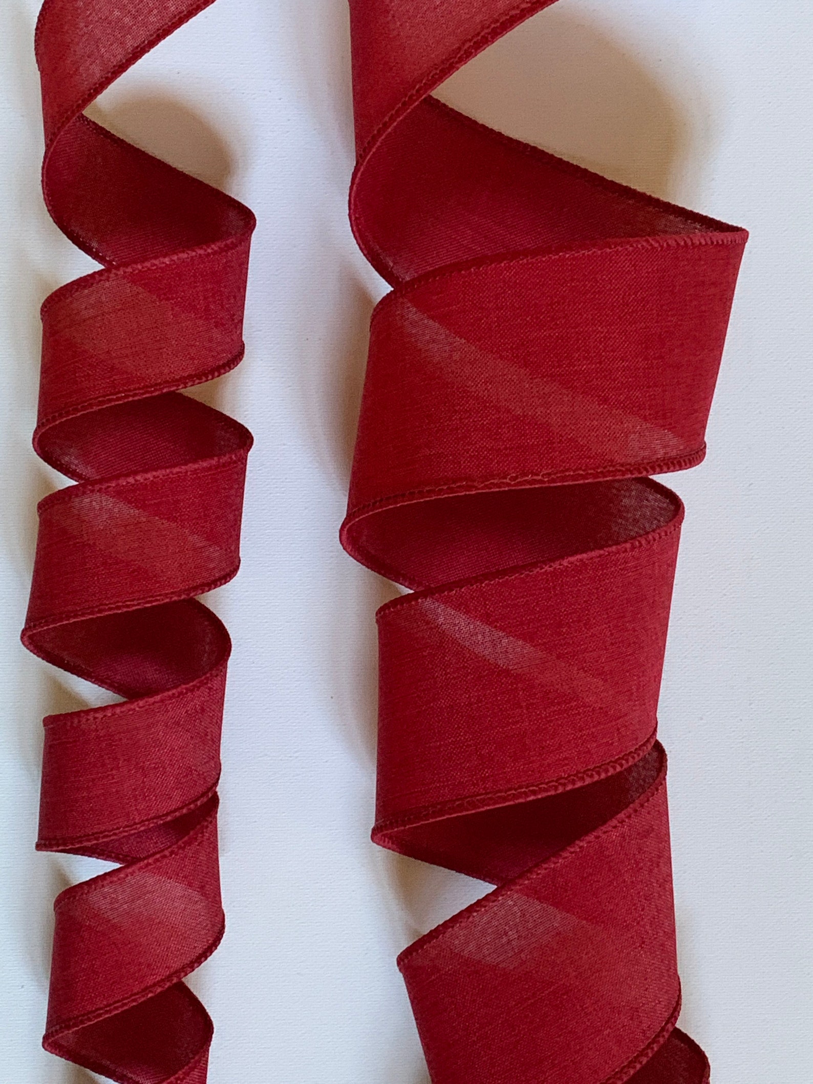 1.5 or 2.5 Scarlet Red Linen Ribbon Solid Color - Etsy UK