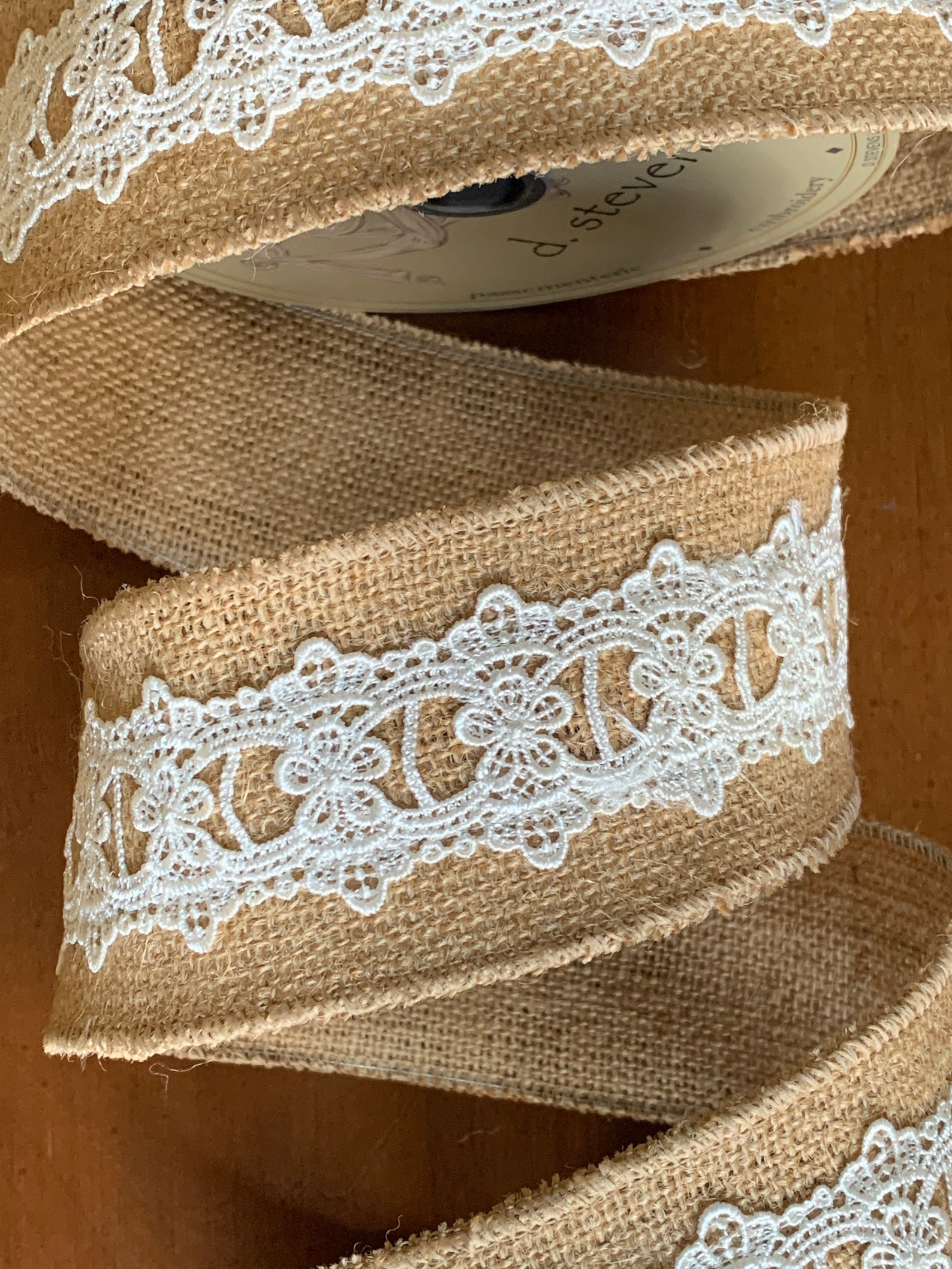 2.5 Natural Burlap Ribbon Eyelet Lace Wired Edges - Etsy