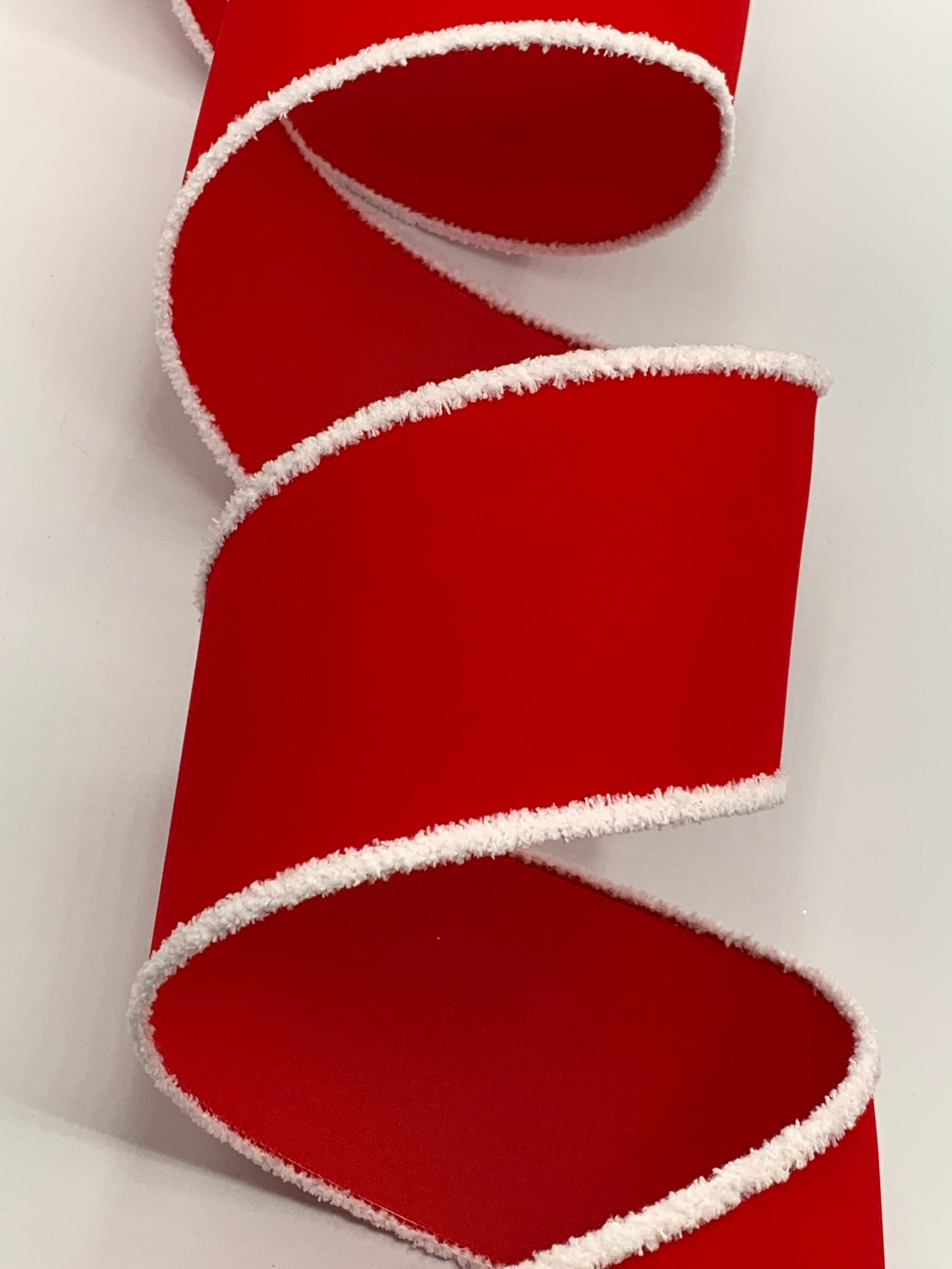 2.5 or 4 Red Flocked Velvet Santa Ribbon Fuzzy - Etsy