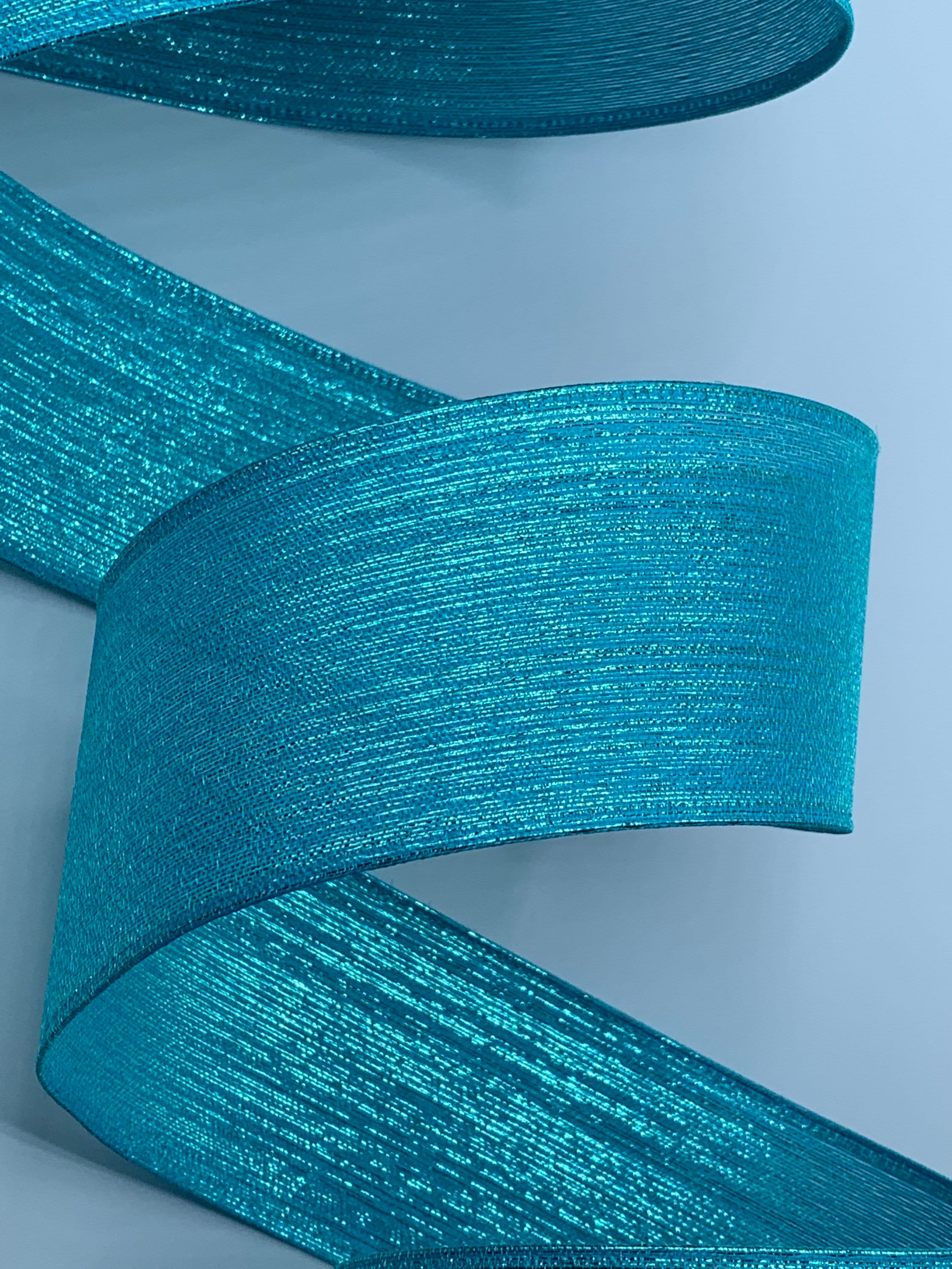 2.5 Metallic Turquoise Ribbon Textured Wired Edges - Etsy