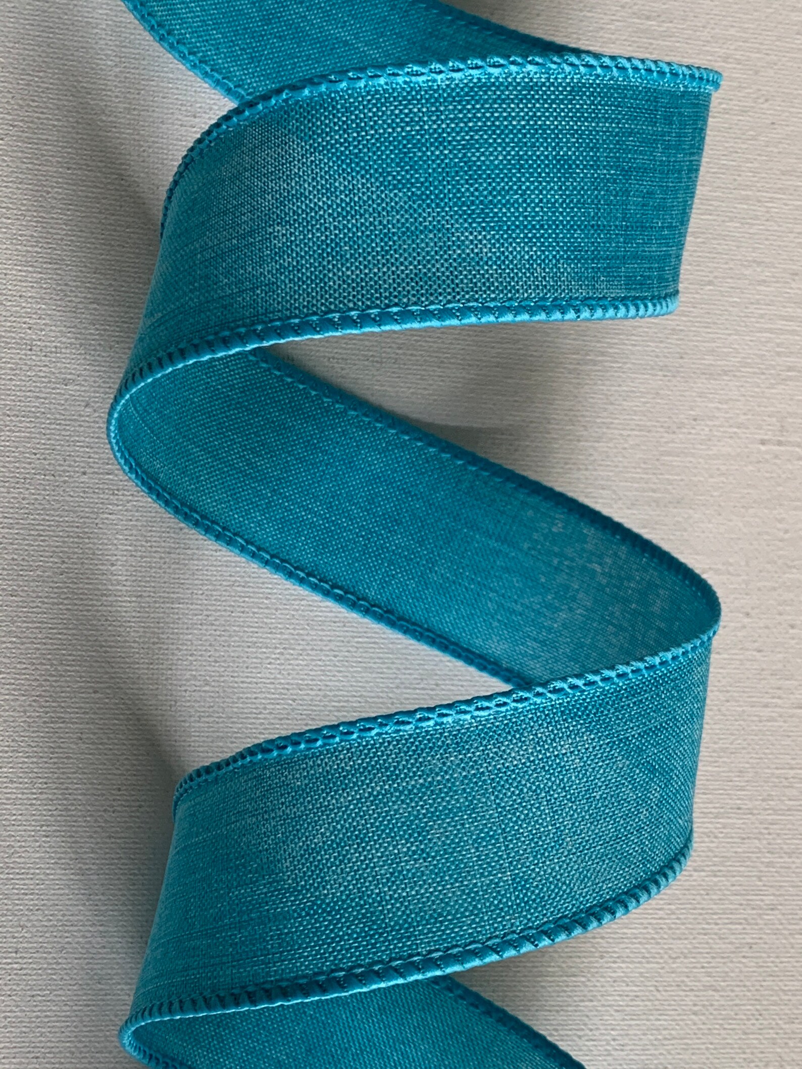 1.5 or 2.5 Turquoise Linen Ribbon Solid Color - Etsy