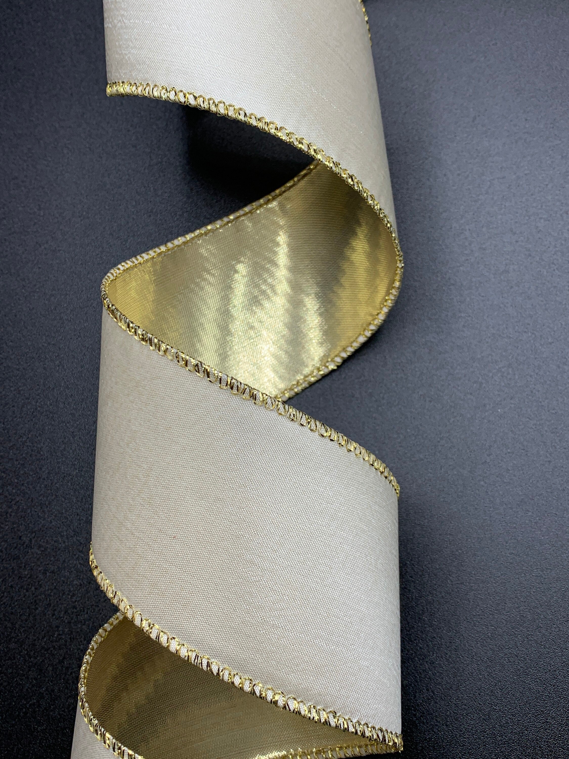 2.5 or 4 White / Cream Taffeta Ribbon Metallic - Etsy