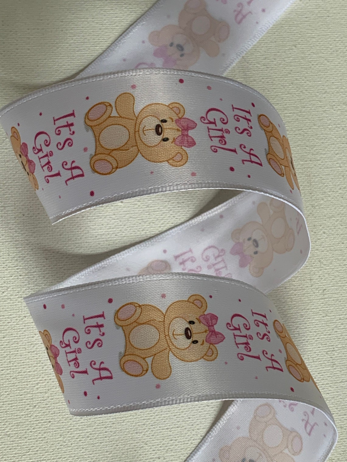 1.5 Satin Baby Ribbon Teddy Bears It's A Girl - Etsy