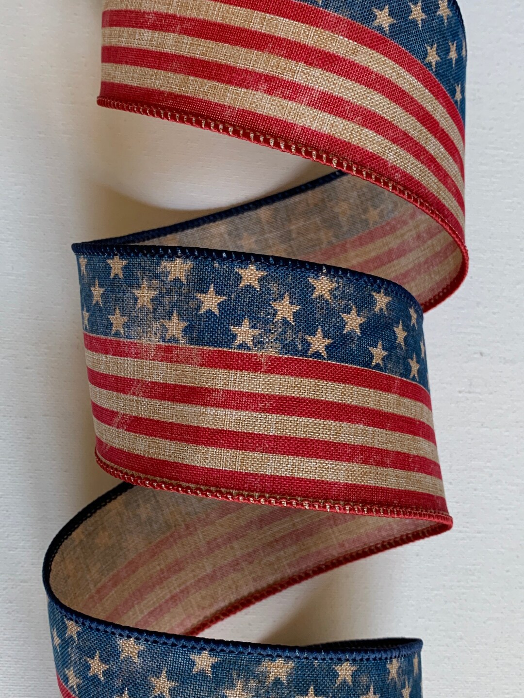 2.5" USA Continuous Vintage Flag Ribbon ~ American Flag Ribbon ~ Stars ...