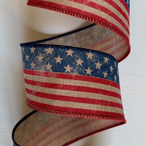 2.5" USA Continuous Vintage Flag Ribbon ~ American Flag Ribbon ~ Stars ...