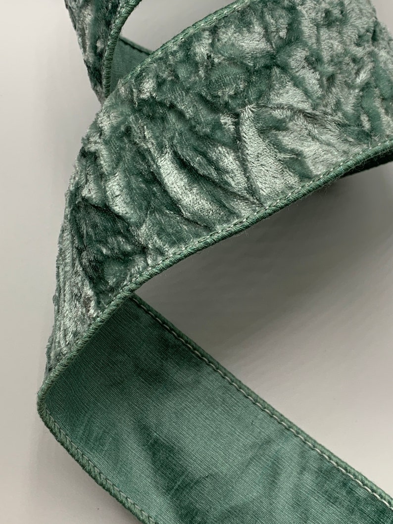 2.5 or 4 Celadon Crushed Velvet Ribbon Wired - Etsy