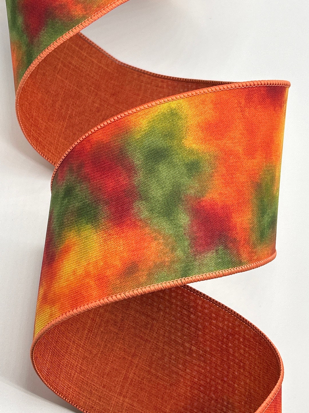 2.5" or 4" Fall Watercolor Ribbon ~ Fall Ribbon ~ Farrisilk ~ Orange ...