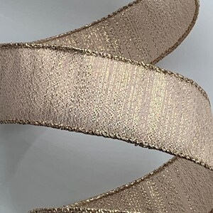 1.5" Pale Blush Ribbon ~ Metallic Gold Threads ~ Wired Edges ~ 10 Yards ...