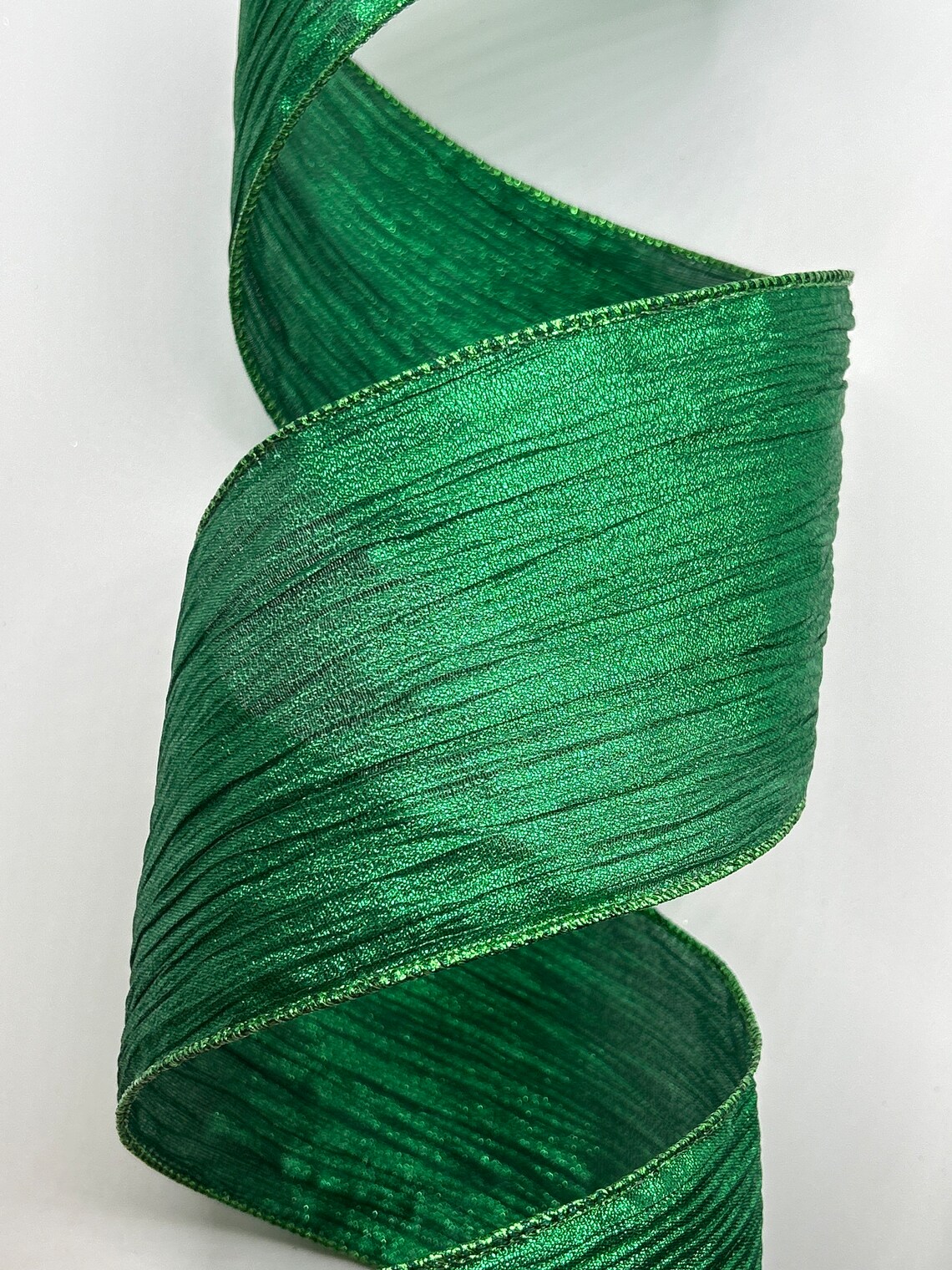 4 Emerald Green Crushed Metallic Lame Ribbon Glimmer - Etsy