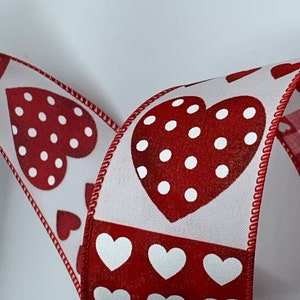 2.5" Heart Ribbon ~ Patchwork Design ~ Valentine's Ribbon ~ Wired Edges ...