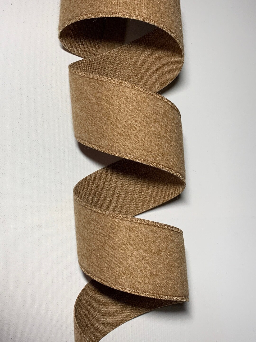 2.5" Linen Flannel Wired Ribbon ~ Fawn ~ Light Brown ~ D Stevens ...
