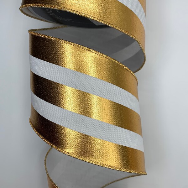 Gold and White Striped Ribbon - Etsy