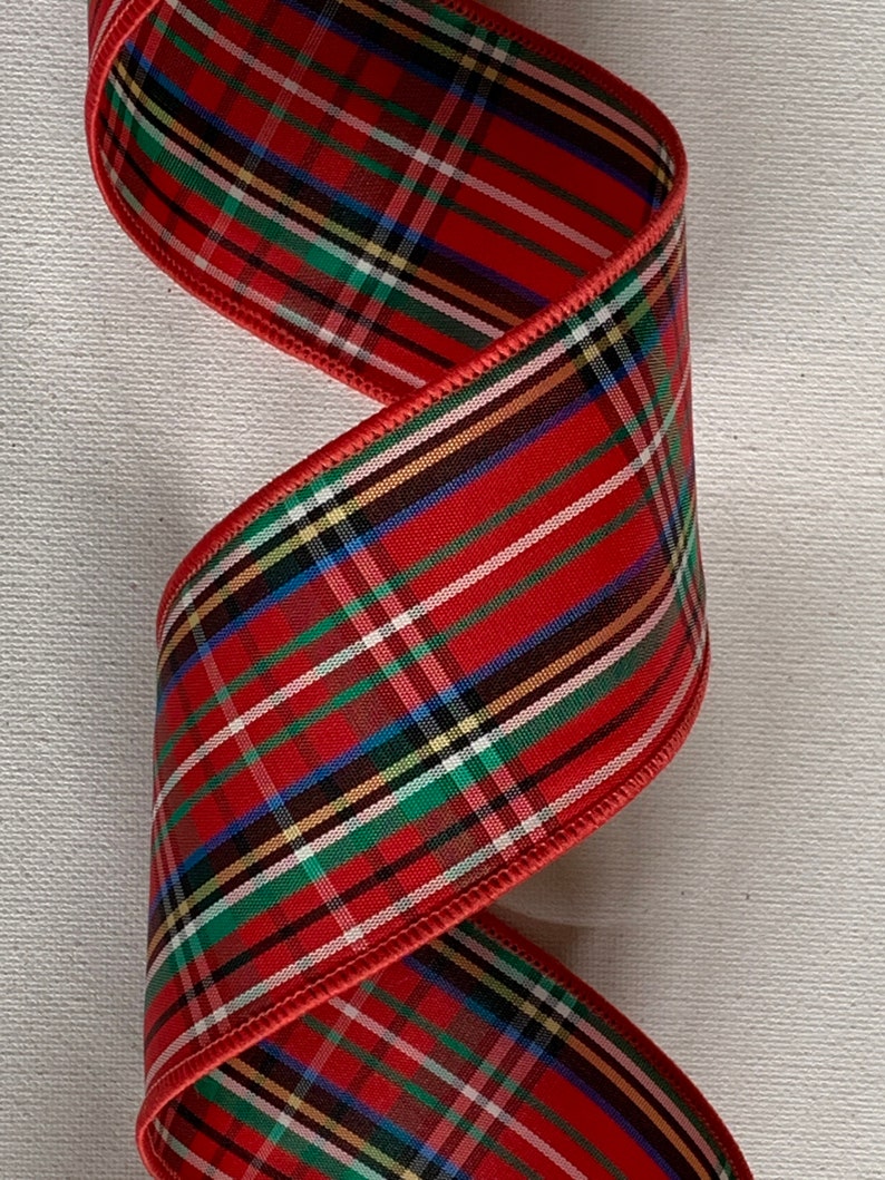 2.5" Red Plaid Ribbon ~ Crisp ~ Wired Edges ~ 10 Yard Roll ~ Choice Of ...