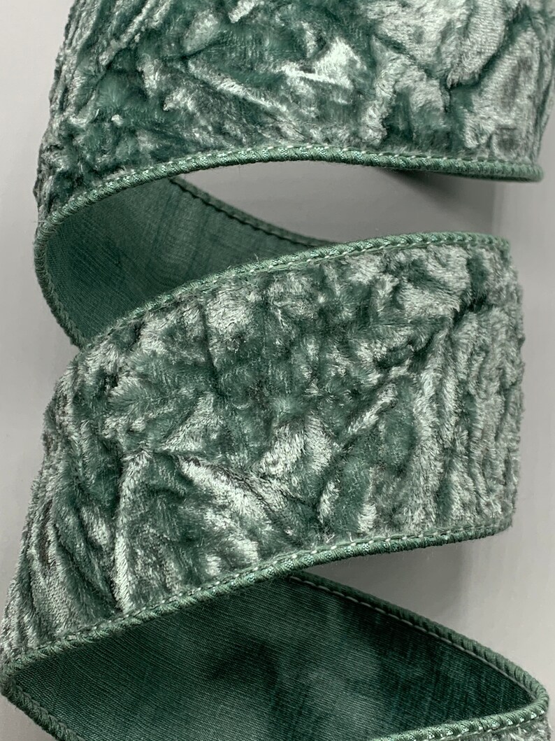 2.5 or 4 Celadon Crushed Velvet Ribbon Wired - Etsy